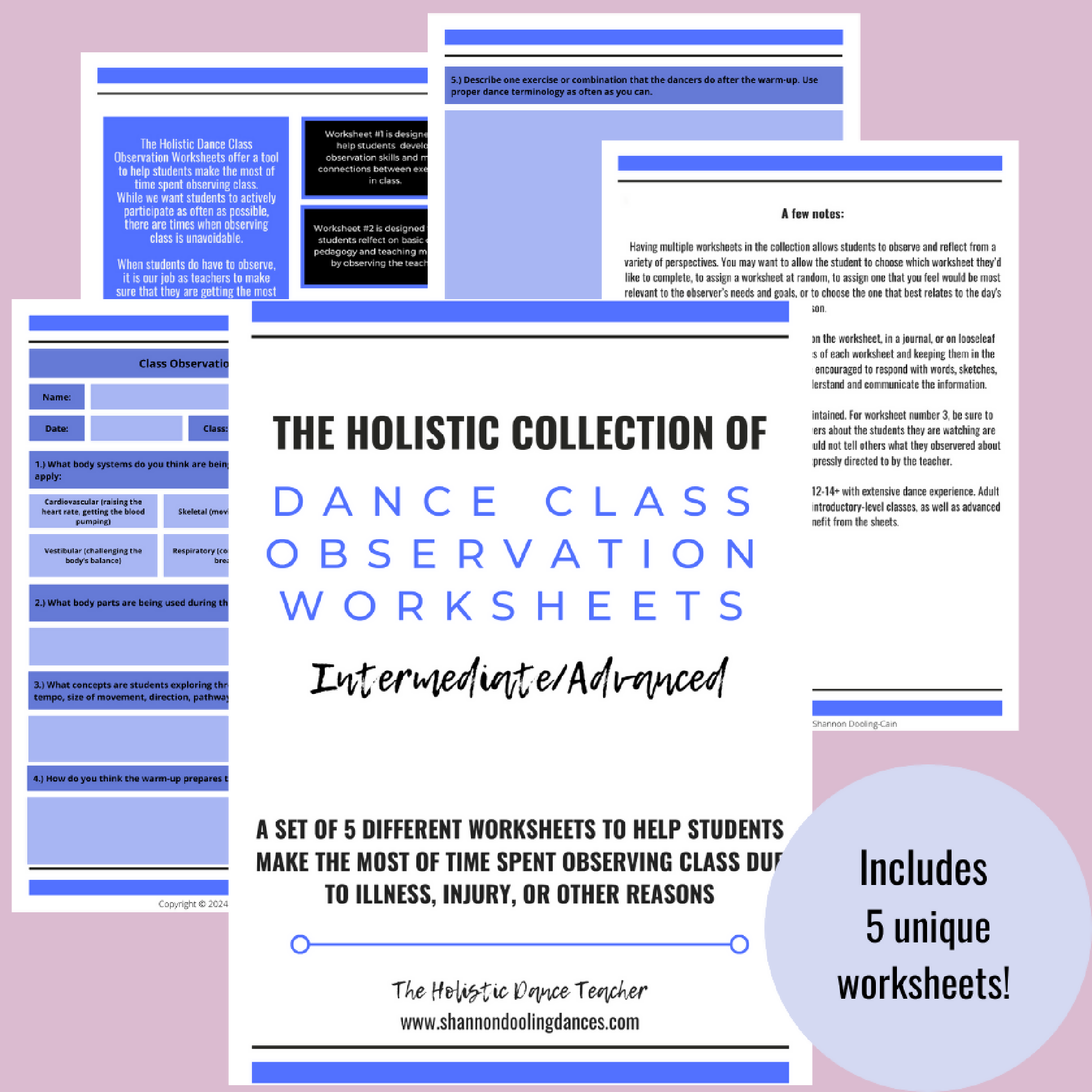 Dance Class Observation Worksheets (Intermediate/Advanced) – Teaching ...